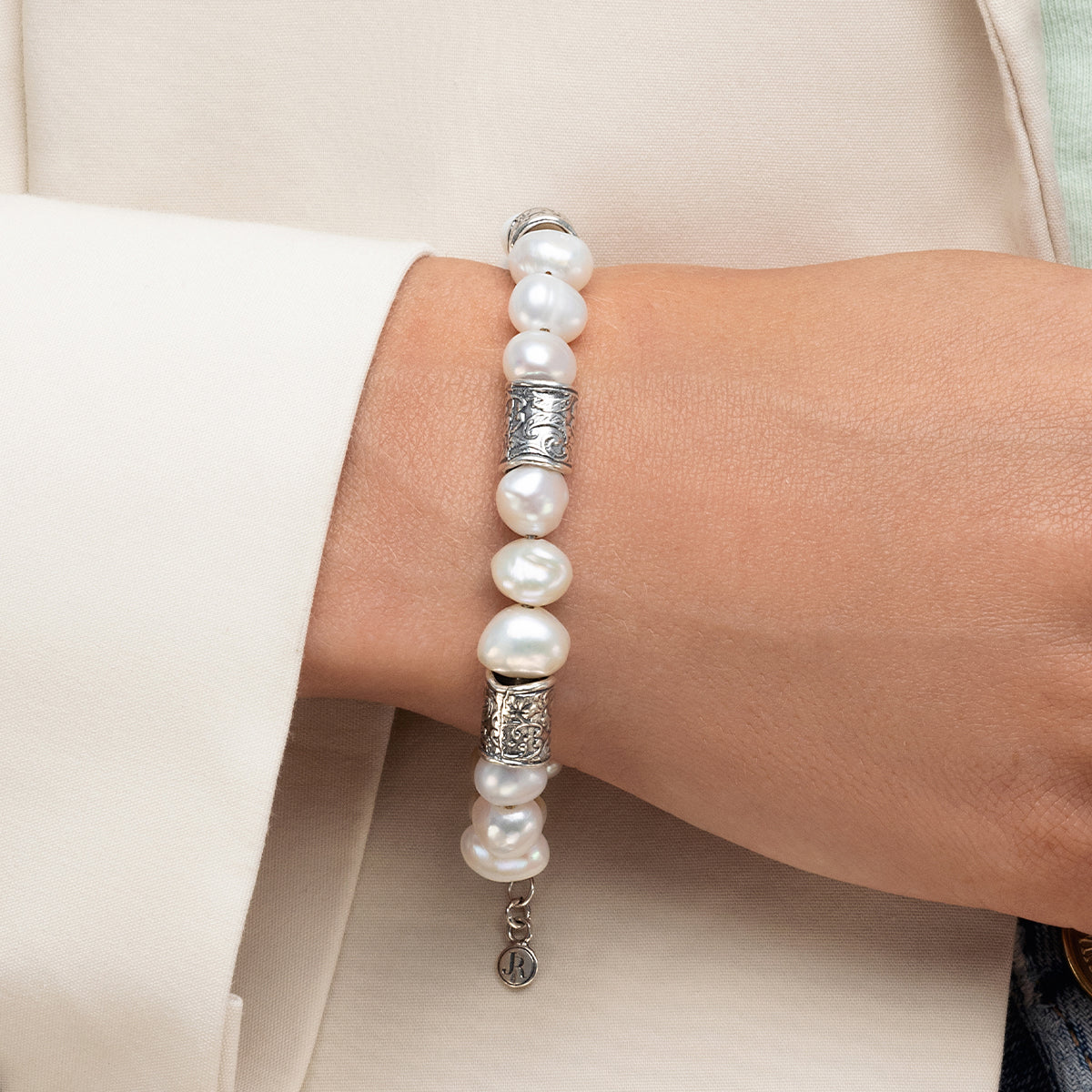 Sterling Silver Freshwater Pearl Chain Bracelet – Jean Rachel Jewelry