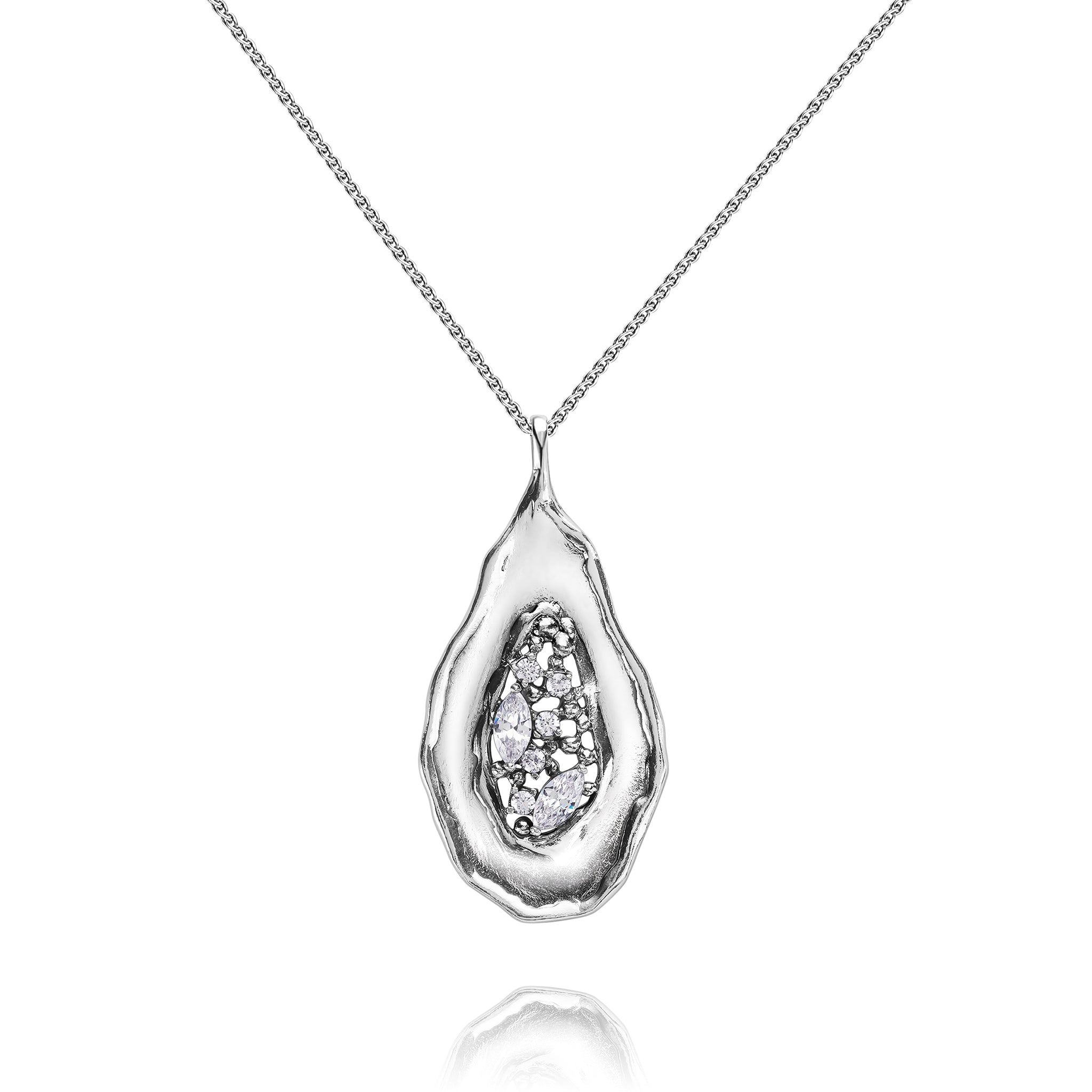 Sterling Silver CZ Shield Necklace – Jean Rachel Jewelry