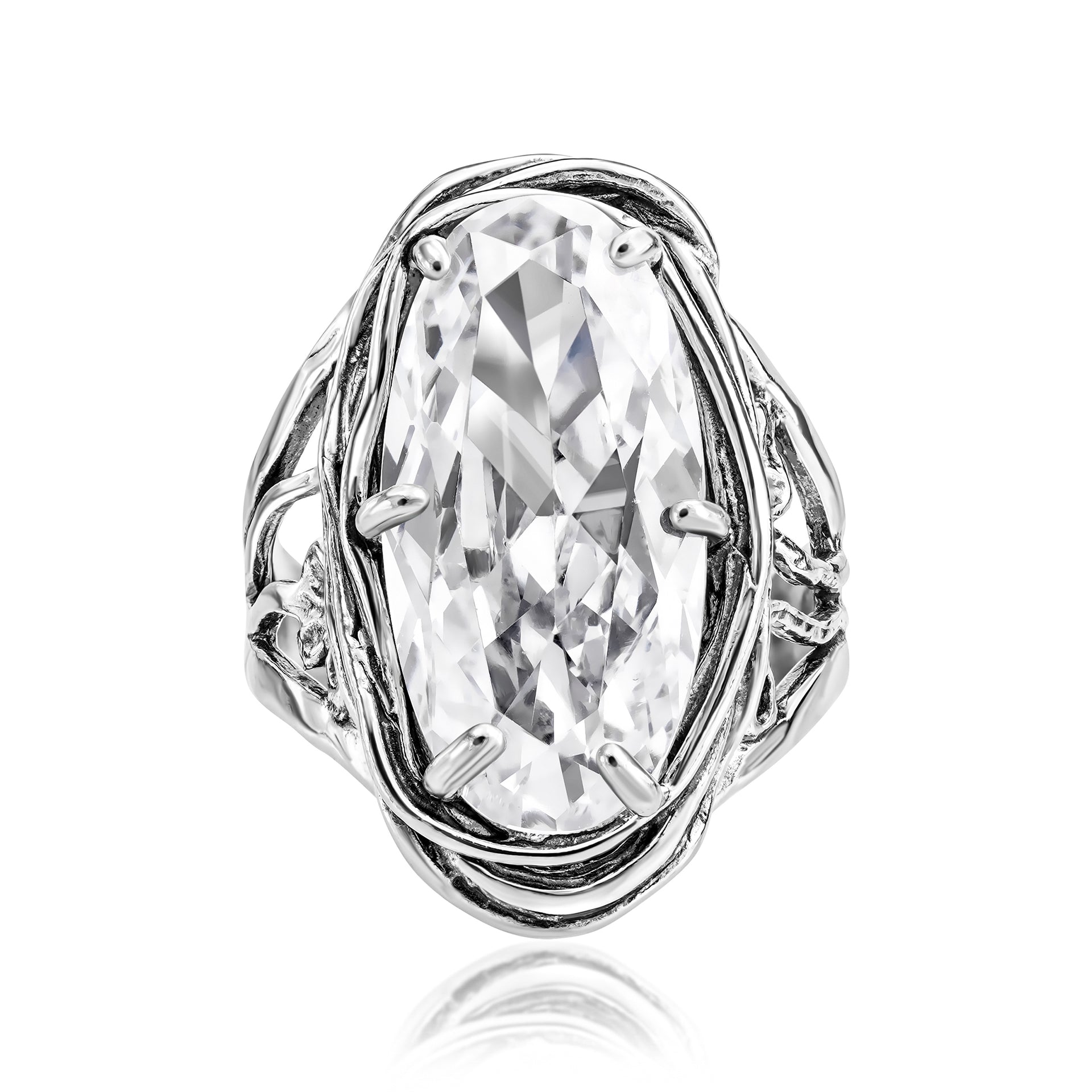 Sterling Silver Oval CZ Floral Wire Wrap Ring – Jean Rachel Jewelry
