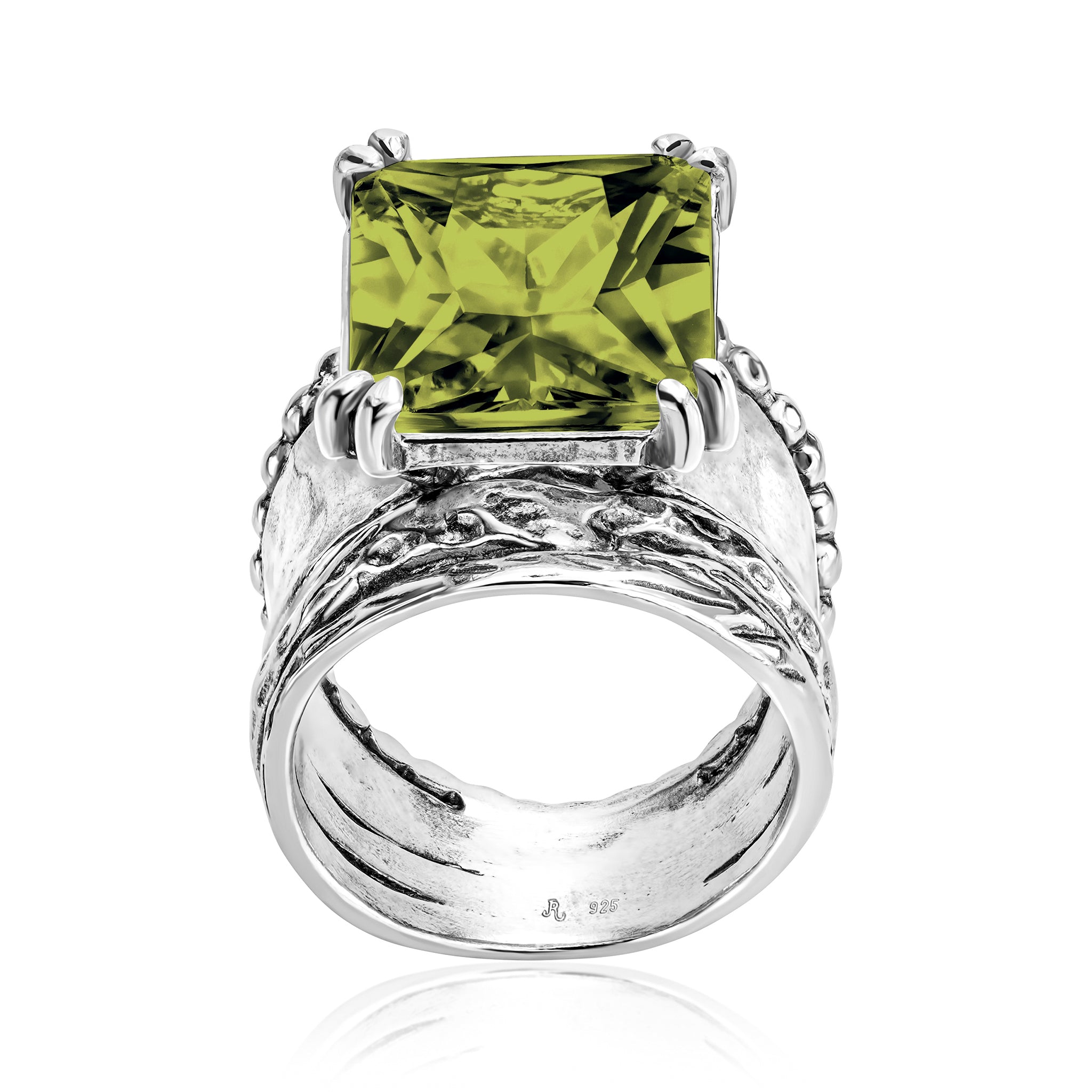 Bold Sterling Silver Octagon Peridot CZ Ring – Jean Rachel Jewelry
