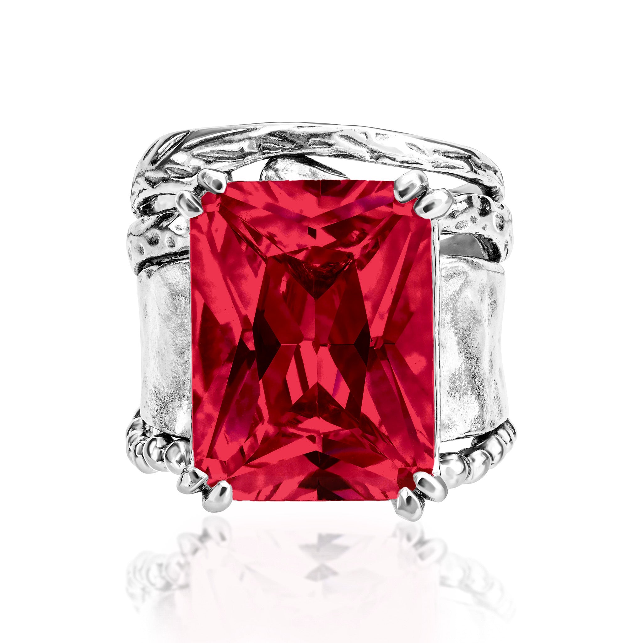Bold Sterling Silver Octagon Ruby CZ Ring – Jean Rachel Jewelry