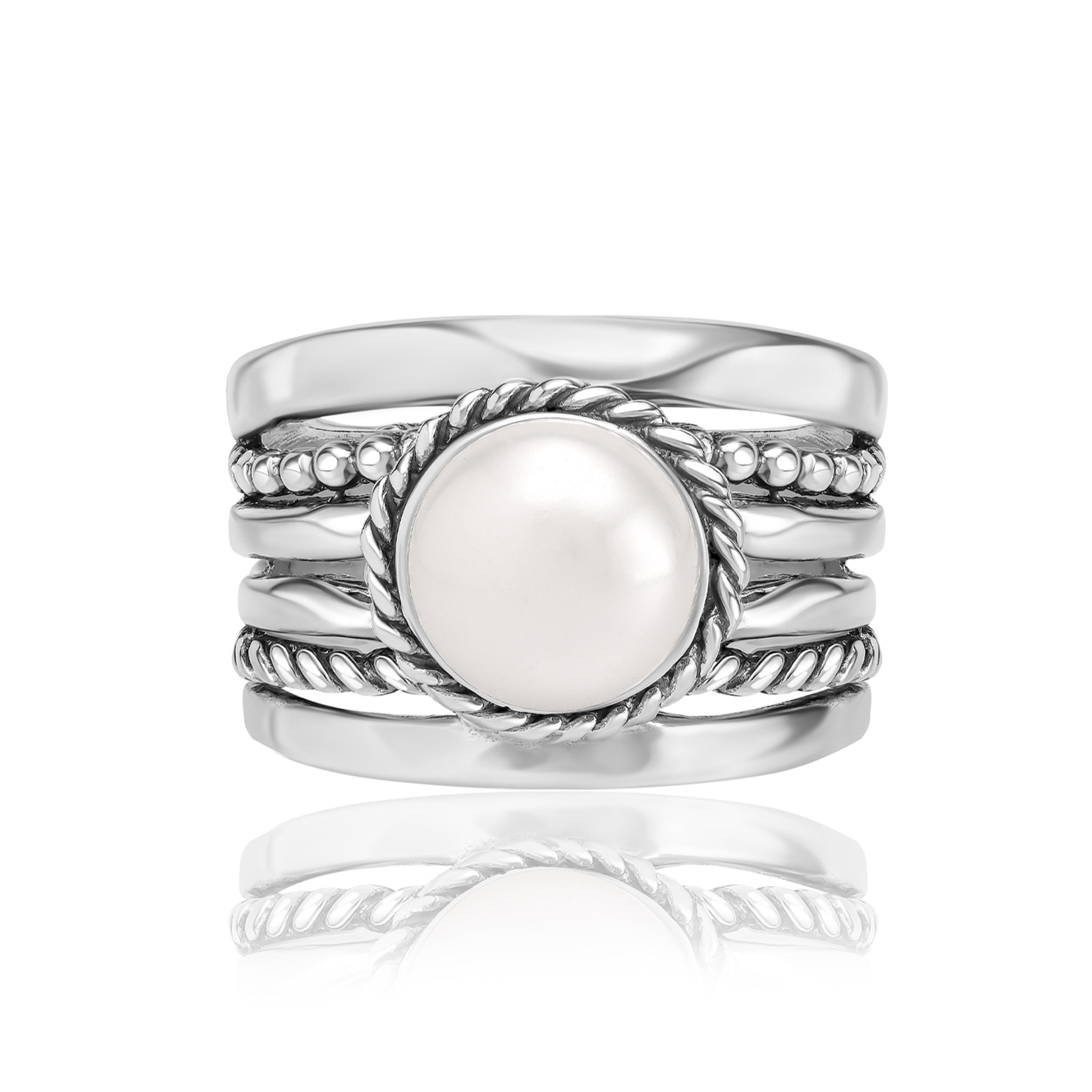 Sterling Silver Pearl Beaded Rope Ring – Jean Rachel Jewelry