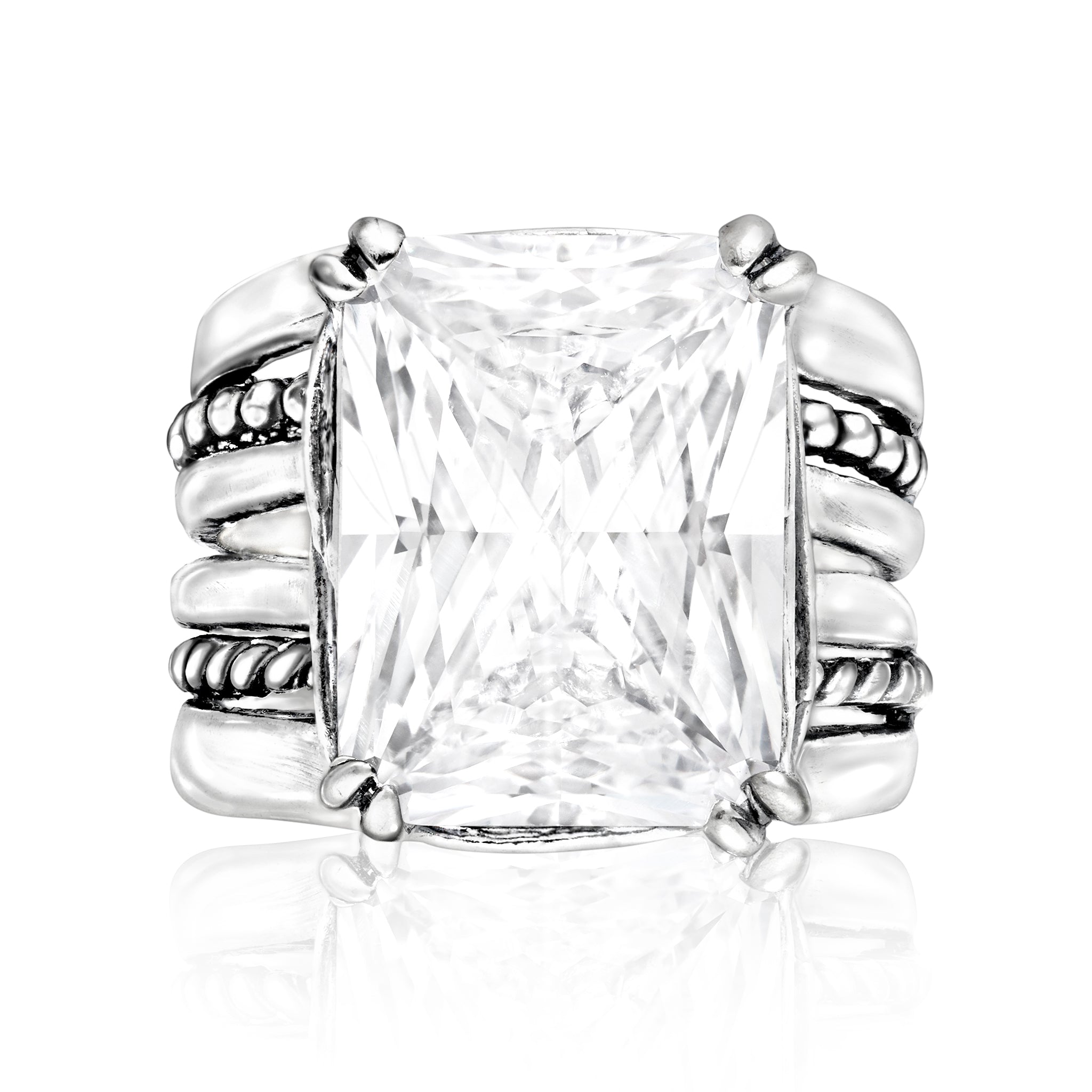 Sterling Silver Octagon CZ Rope Bead Ring – Jean Rachel Jewelry