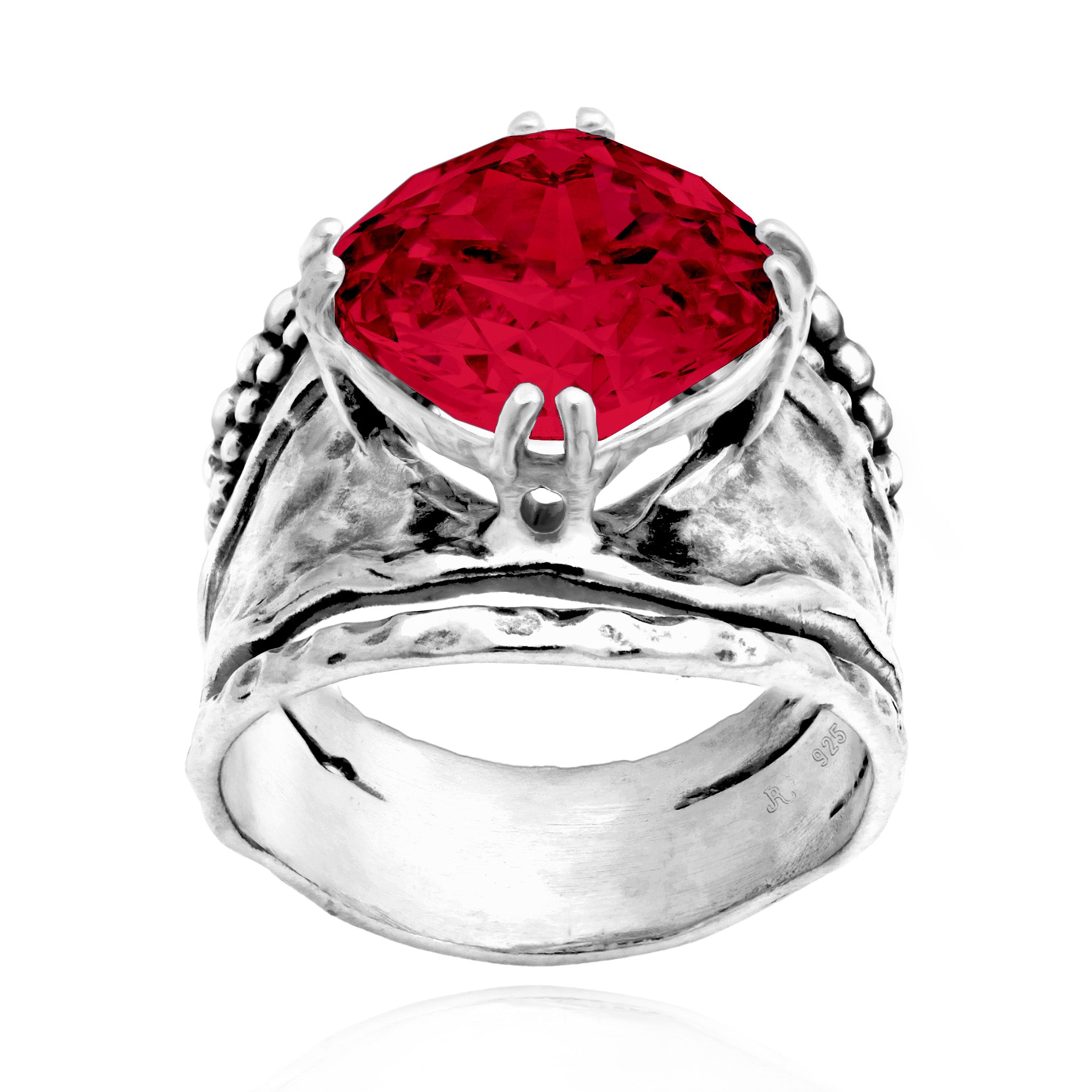 Bold Sterling Silver Ruby CZ Ring – Jean Rachel Jewelry